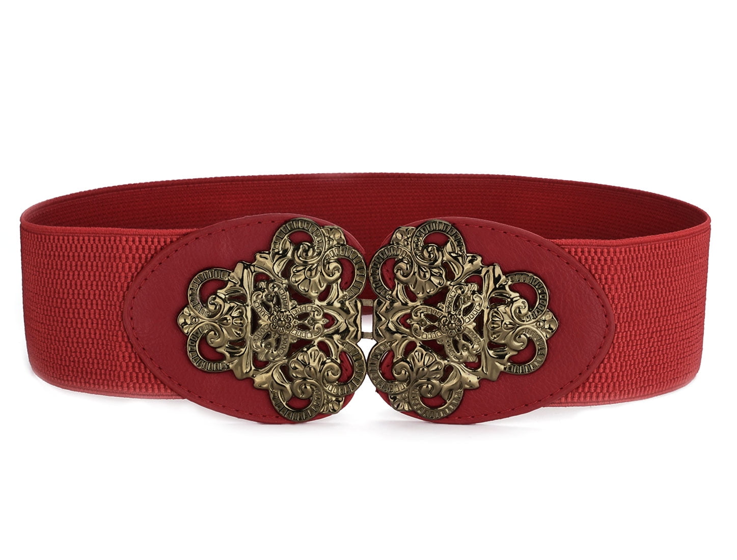 Allegra K Women's Metal Symmetric Buckle Textured Elastic Cinch Belts ...
