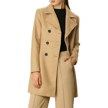 Allegra K Women's Winter Slit Sleeve Double Breasted Cloak Coat ...