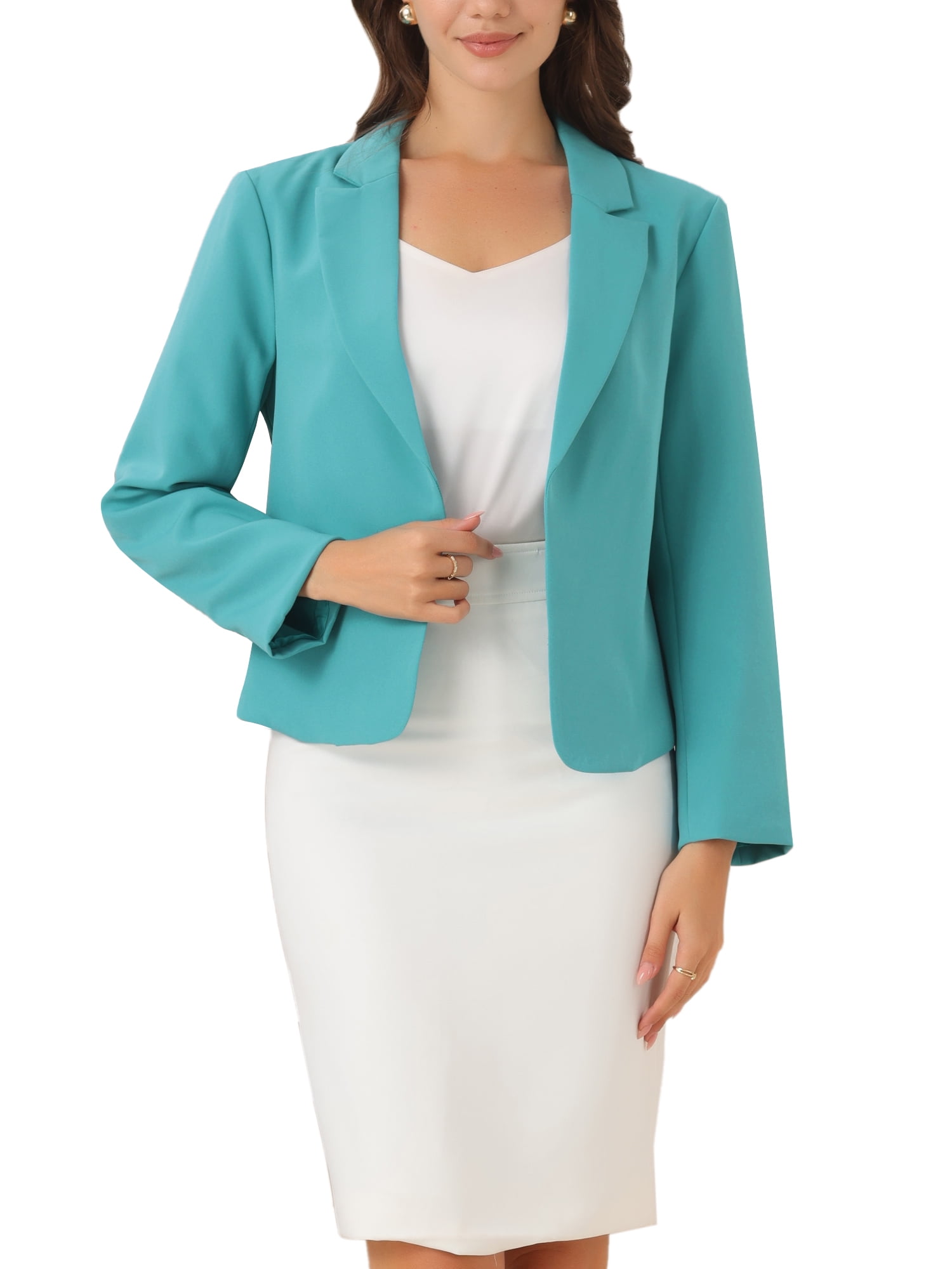 INSPIRE CHIC Women's Open Front Office Work Business Lightweight Summer ...
