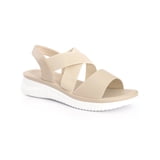 BLISSFUL STEP Women's Open Toe Elastic Cross Strap Flat Sandals Beige ...