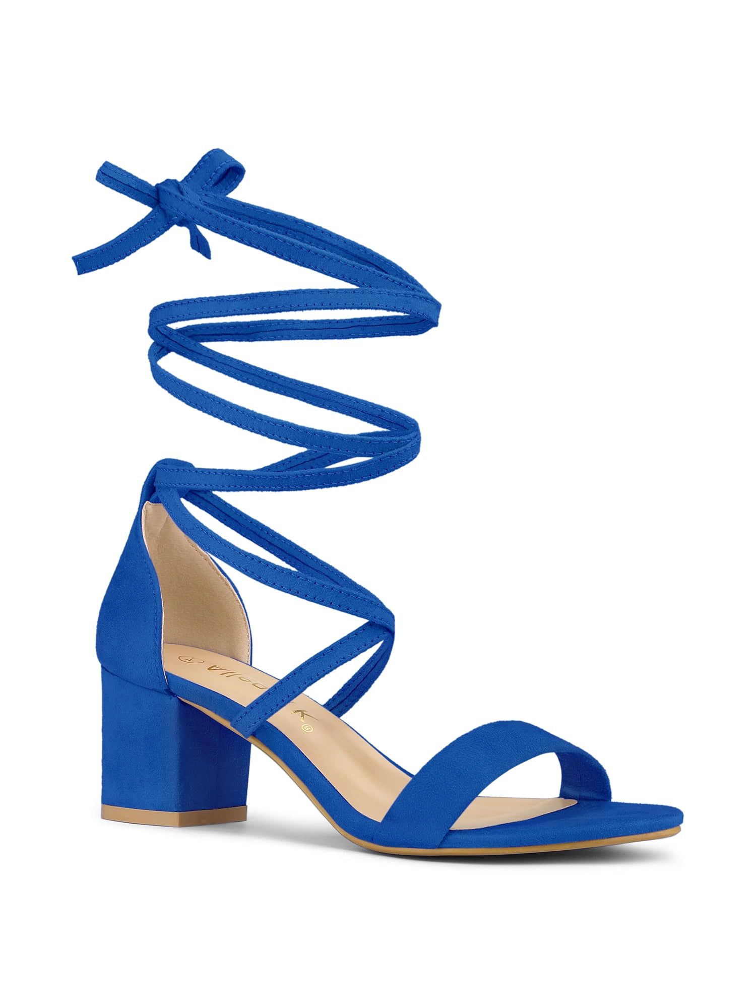 BLISSFUL STEP Mother's Day Women's Shoes Lace-Up Chunky Heel Open Toe ...