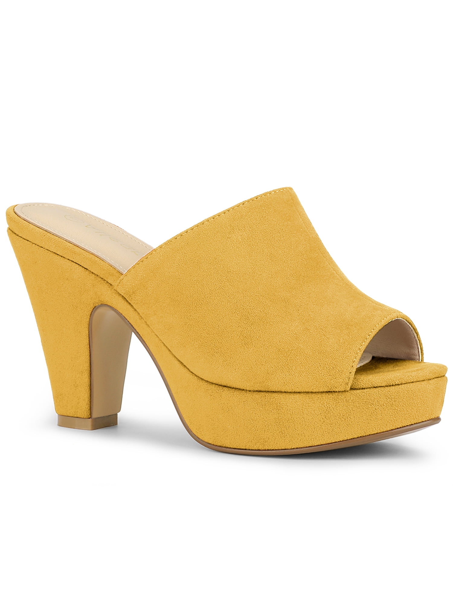 BLISSFUL STEP Women's Chunky Heels Platform Open Toe Slides Sandals ...