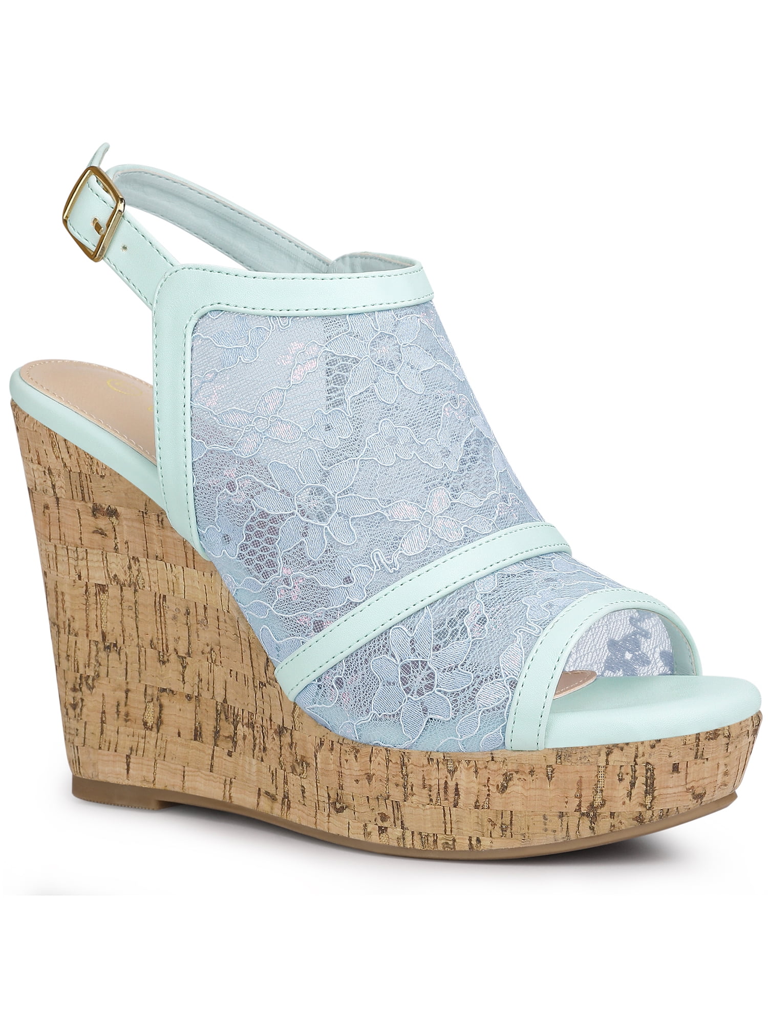 BLISSFUL STEP Women's Shoes Open Toe Platform Heel Laces Wedge Sandals ...