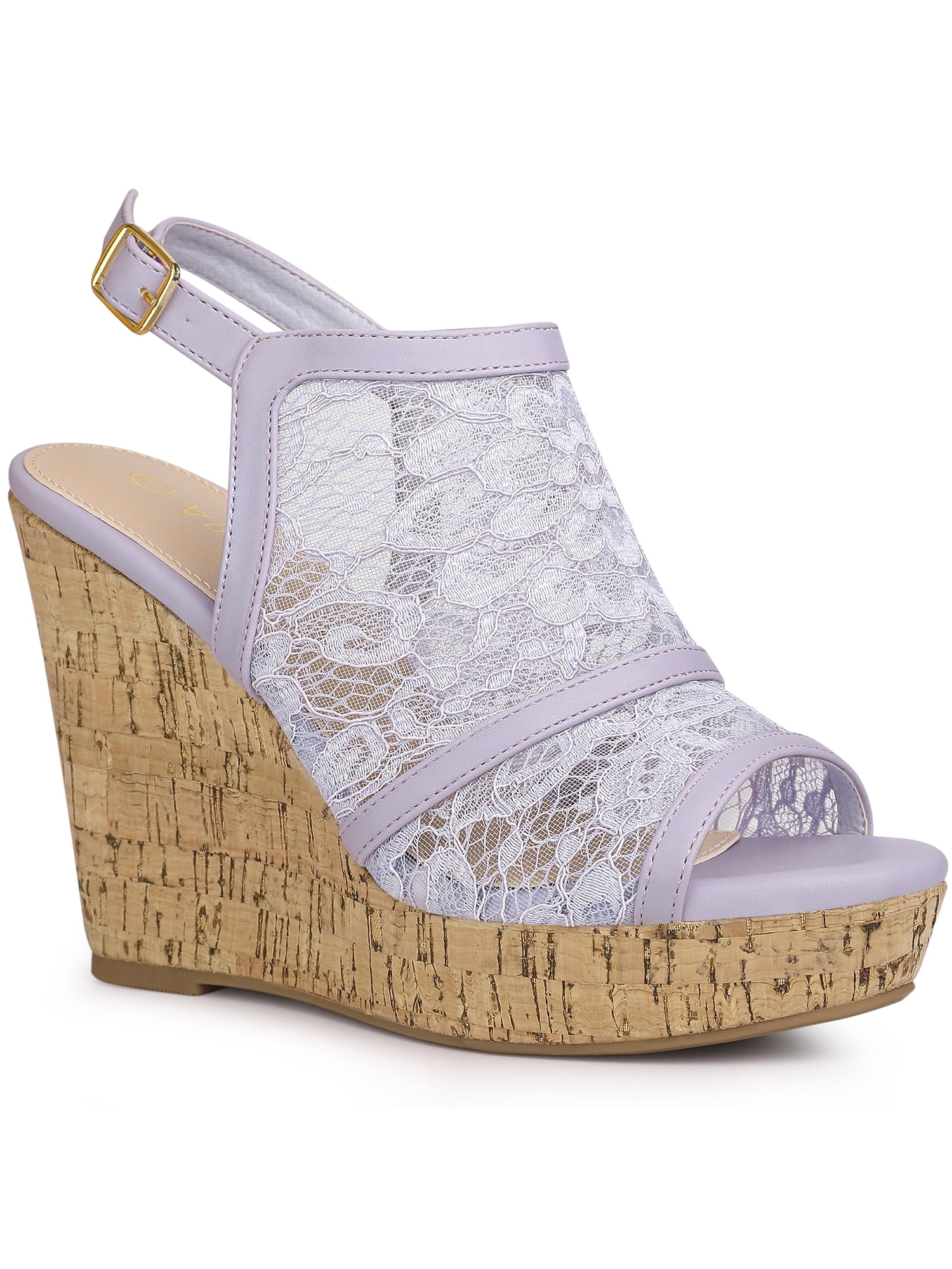 BLISSFUL STEP Women's Open Toe Platform Heel Laces Wedges Sandals ...