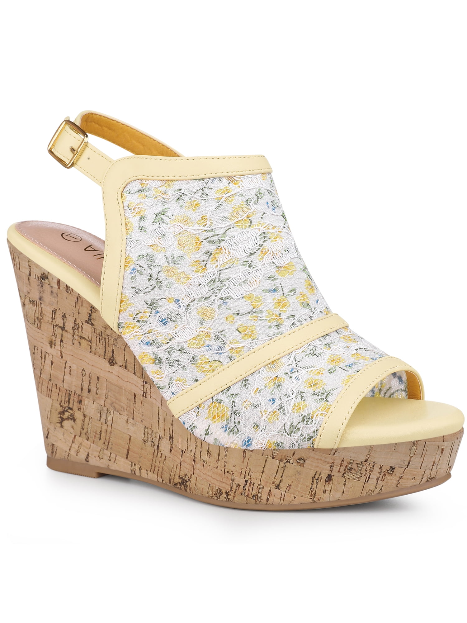 BLISSFUL STEP Women's Open Toe Platform Heel Laces Wedges Sandals ...