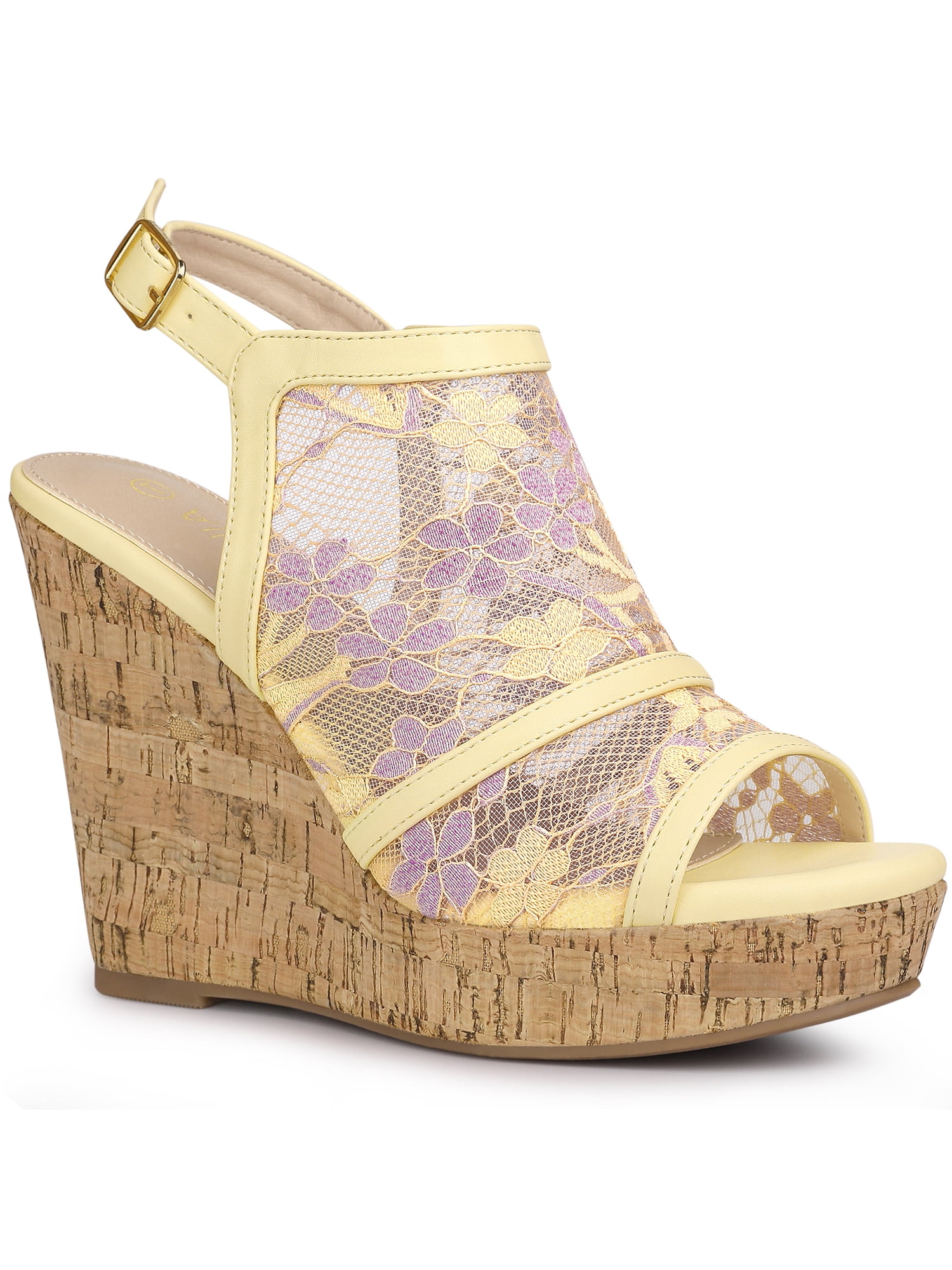 BLISSFUL STEP Valentine's Women's Shoes Open Toe Platform Heel Laces ...