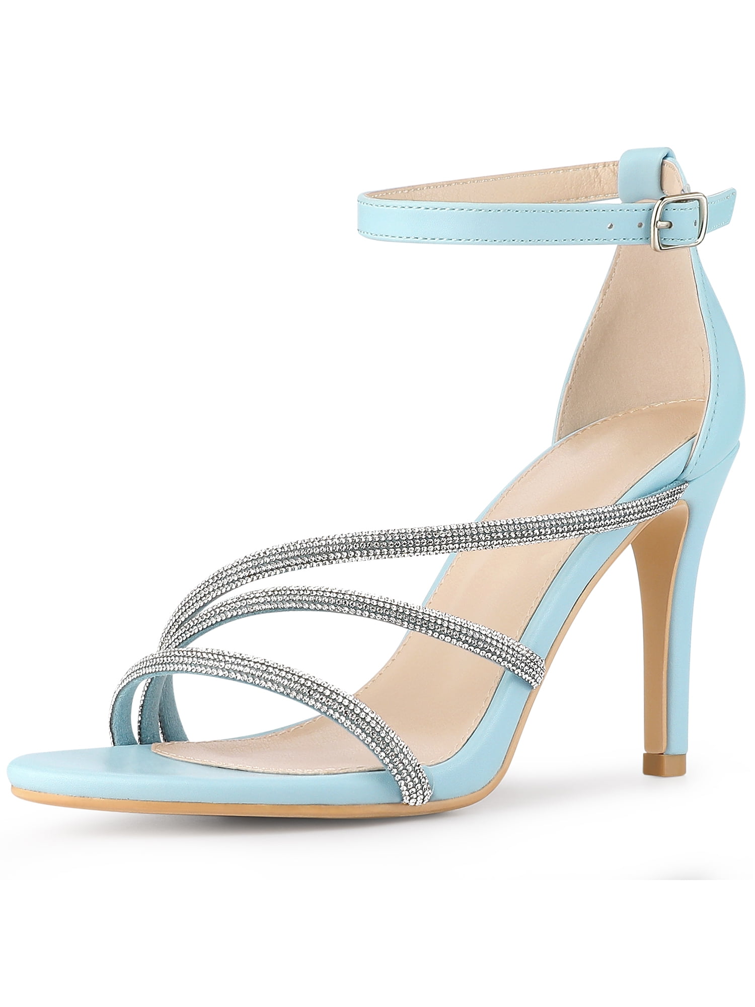 BLISSFUL STEP Women's Open Toe Rhines Strappy Ankle Strap Stiletto ...