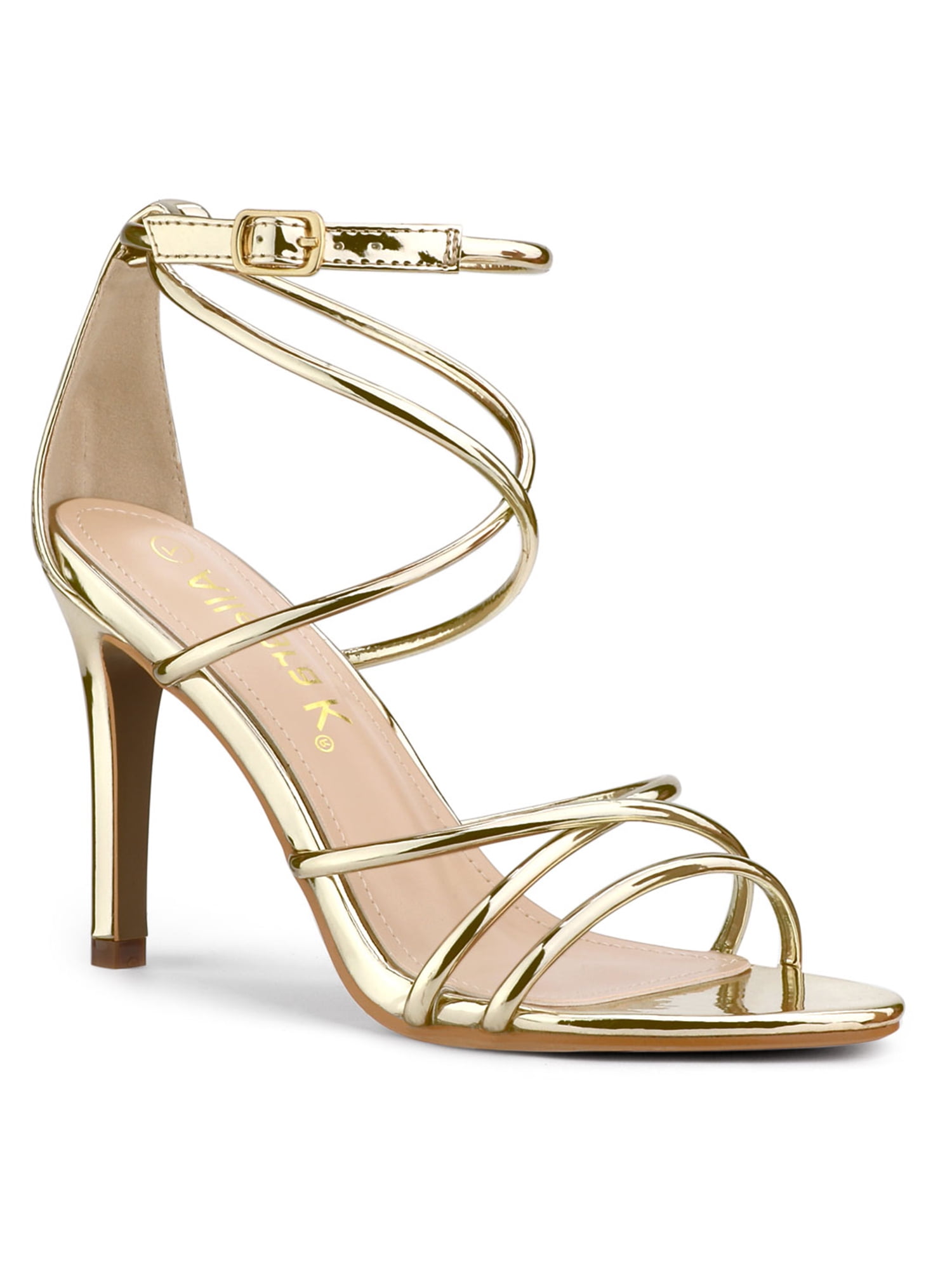 BLISSFUL STEP Women's Open Toe Strappy Straps Prom Stiletto Heels ...