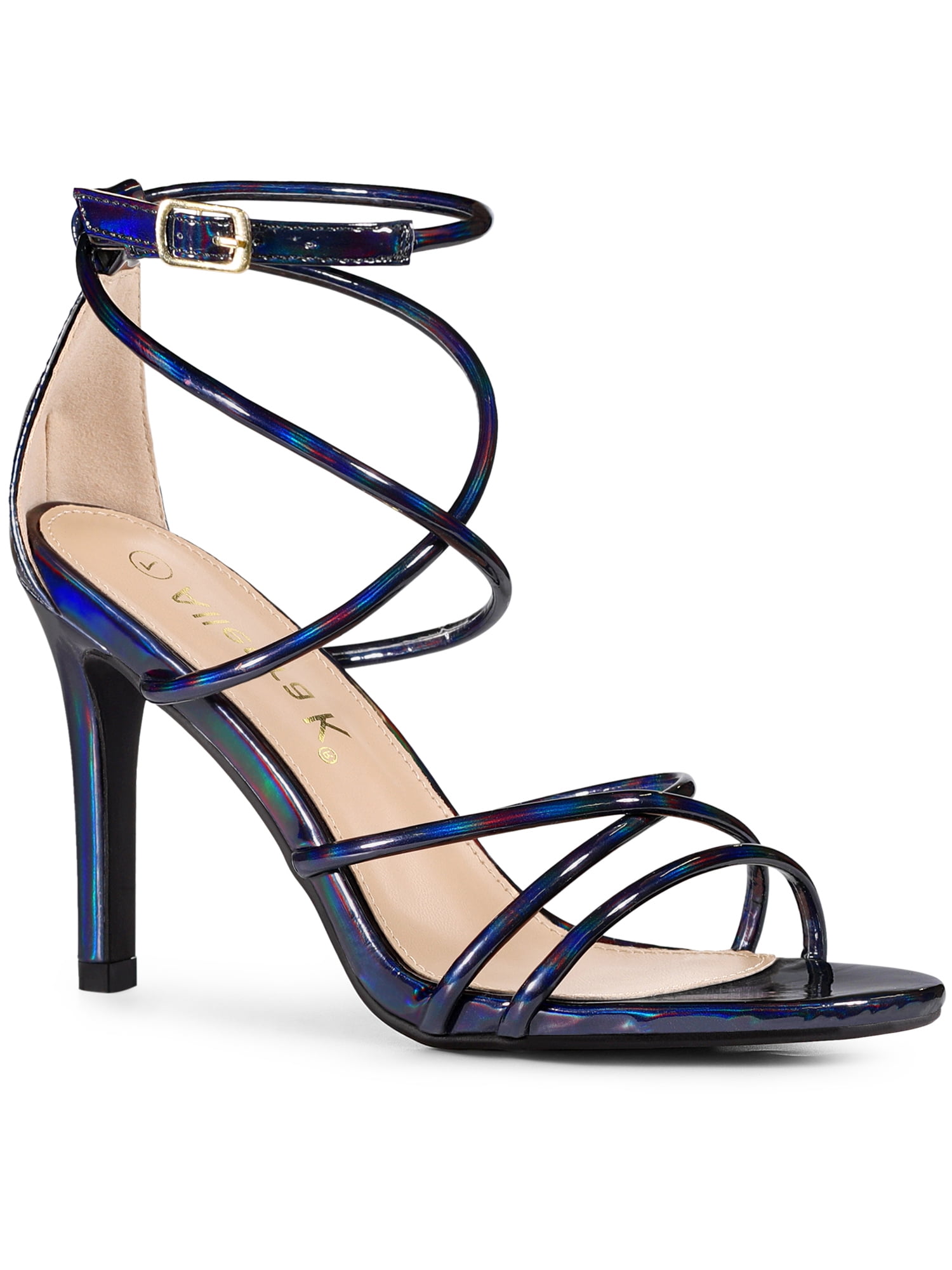 BLISSFUL STEP Women's Open Toe Strappy Straps Prom Stiletto Heels ...