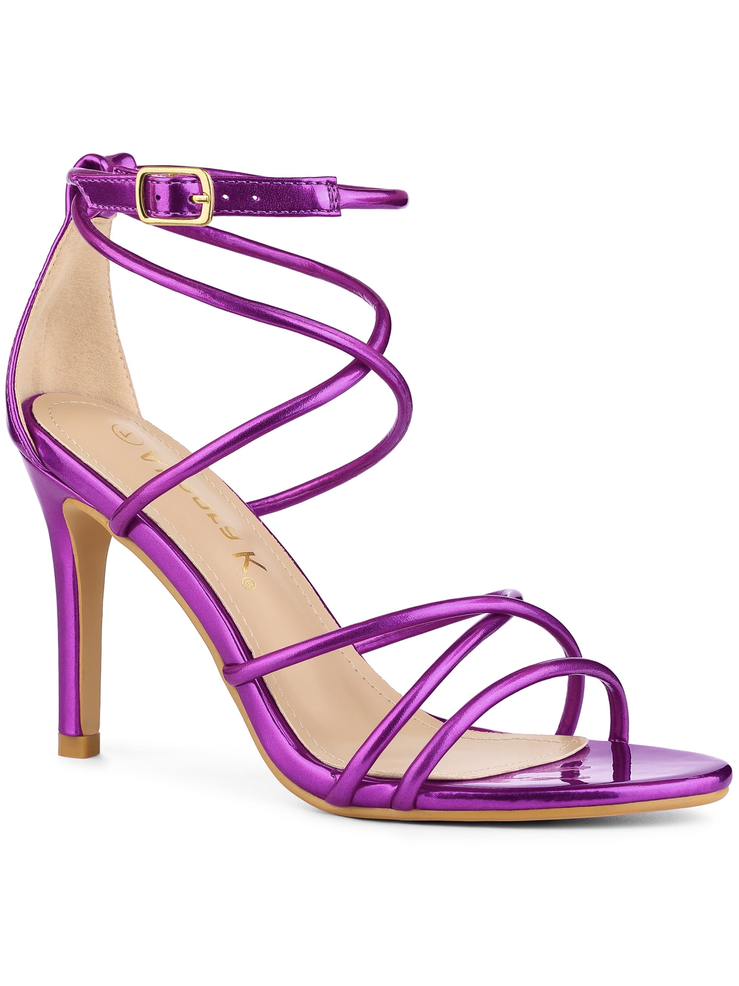 BLISSFUL STEP Women's Open Toe Strappy Straps Prom Stiletto Heels ...