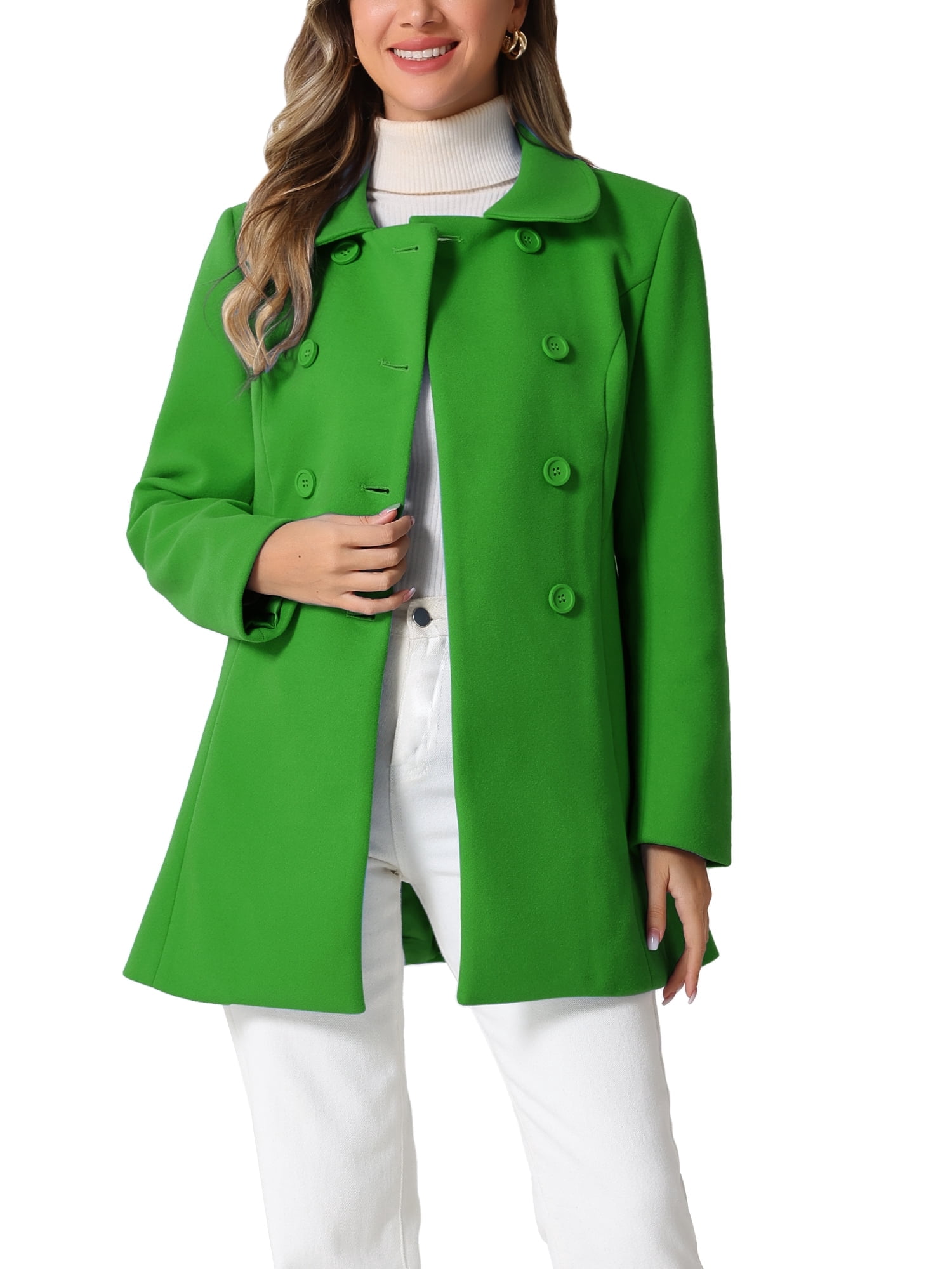 INSPIRE CHIC Women's Peter Pan Collar Double Breasted Winter Long ...