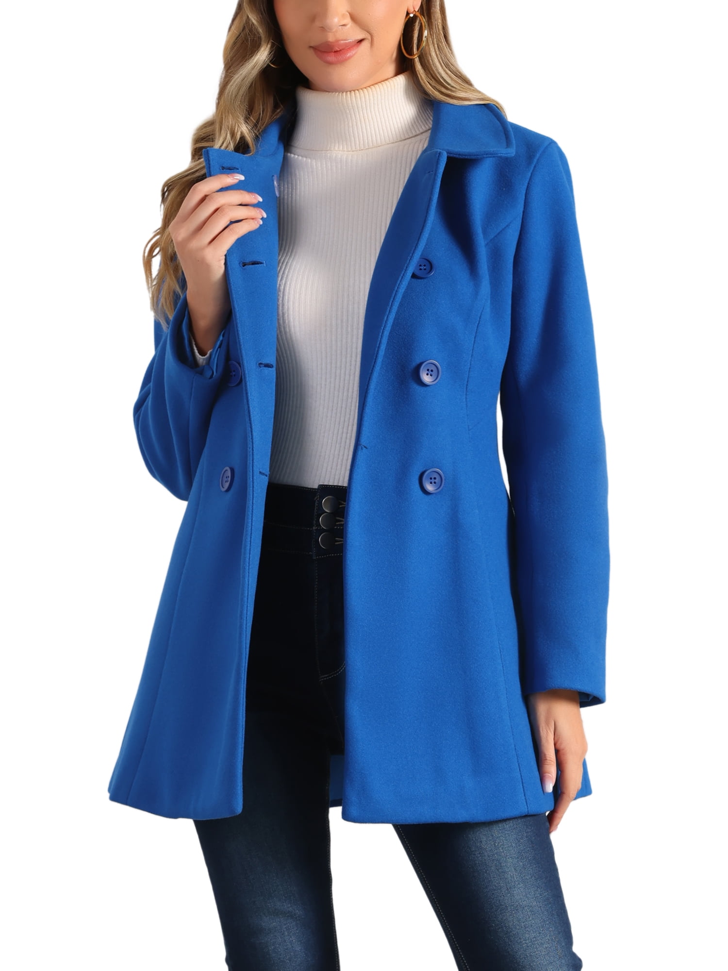 INSPIRE CHIC Women's Peter Pan Collar Double Breasted Winter Long ...