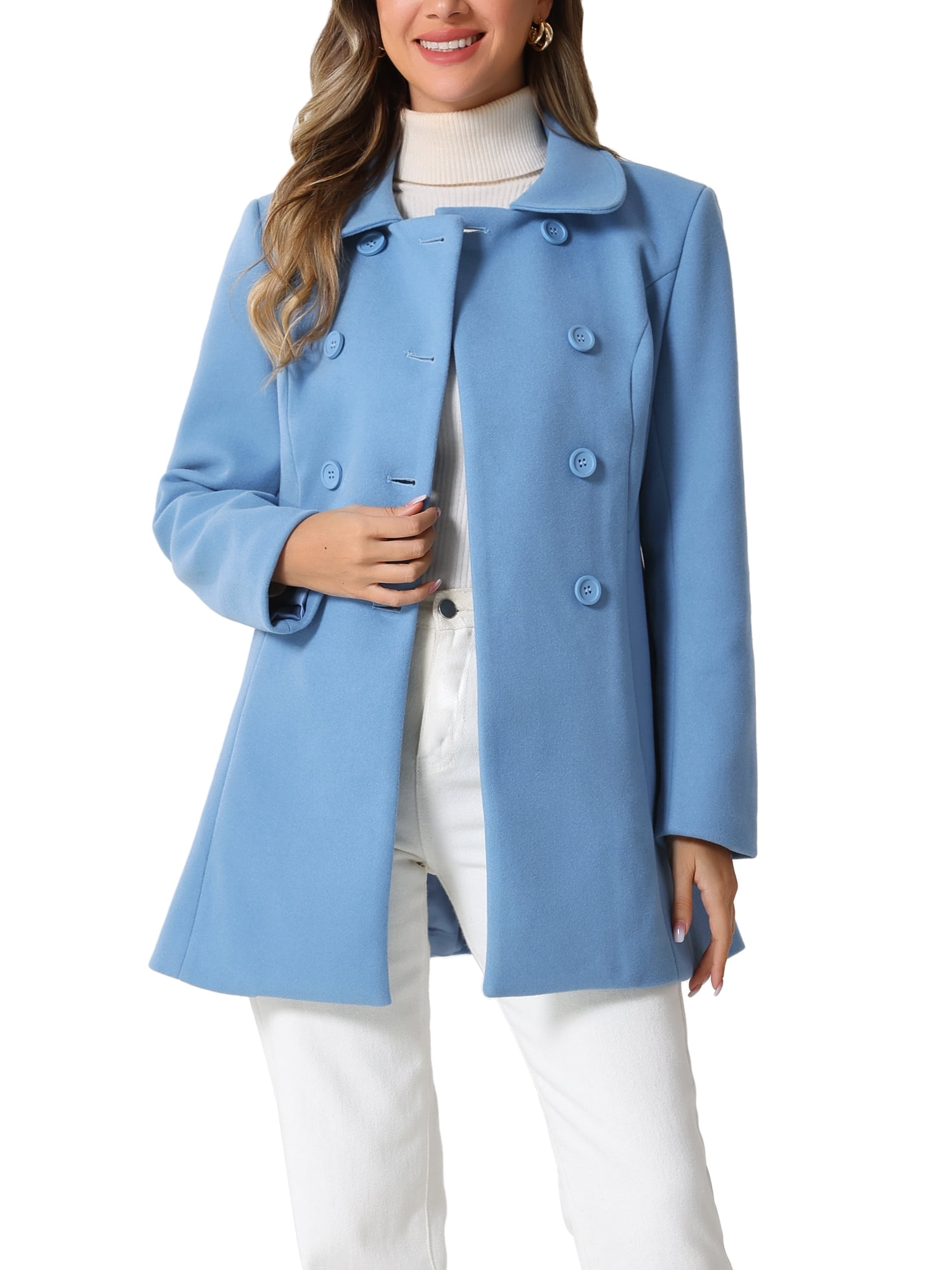 INSPIRE CHIC Women's Peter Pan Collar Double Breasted Winter Long ...