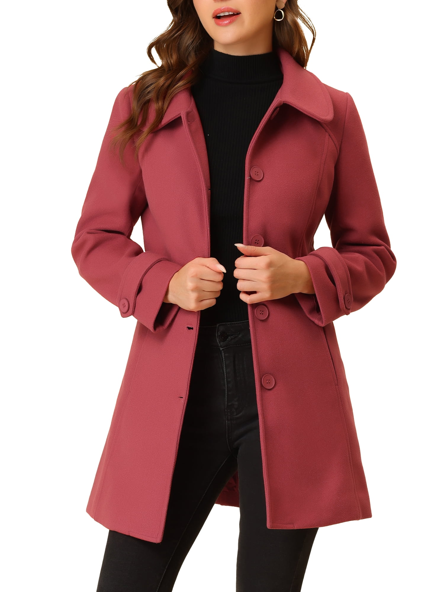 INSPIRE CHIC Women's Coats Peter Pan Collar Single Breasted Button ...