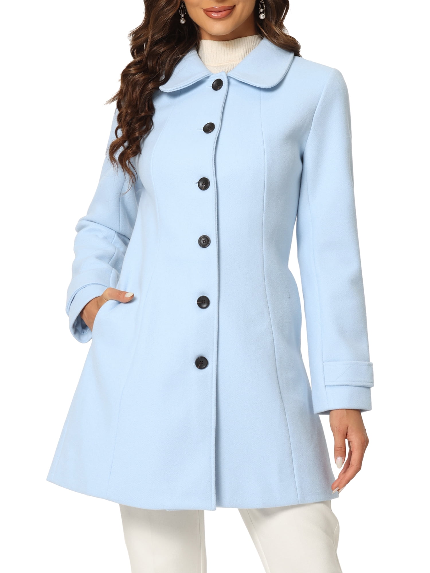 INSPIRE CHIC Women's Peter Pan Collar Single Breasted Winter Overcoat ...