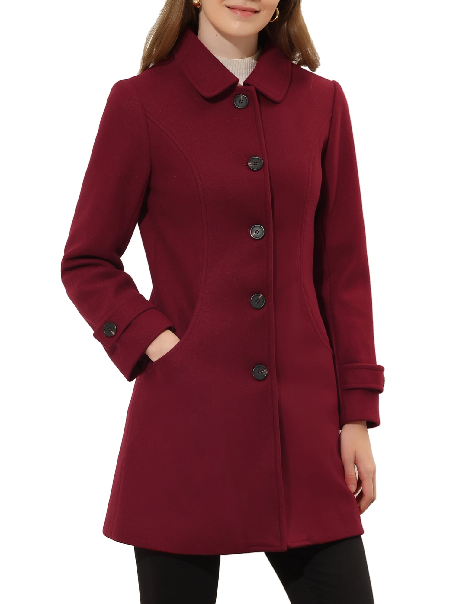 INSPIRE CHIC Women's Peter Pan Collar Winter Outwear Trench Pea Coats S ...