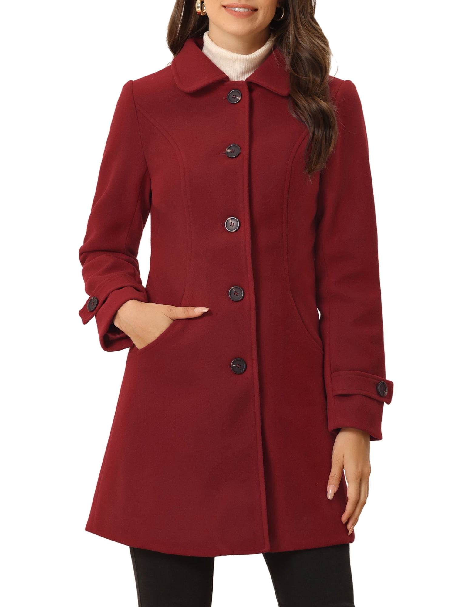 INSPIRE CHIC Women's Peter Pan Collar Winter Outwear Trench Pea Coats ...