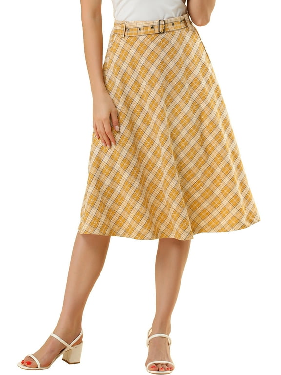 Women's PLUS Simple Foldover Stretch A-Line Flared Knee Length Skirt ...