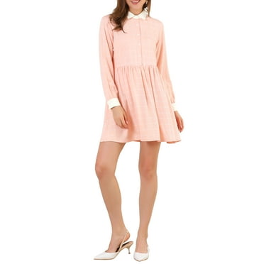 Allegra K Women's Work Office A-Line Dress Elegant 3/4 Sleeve Notched V ...