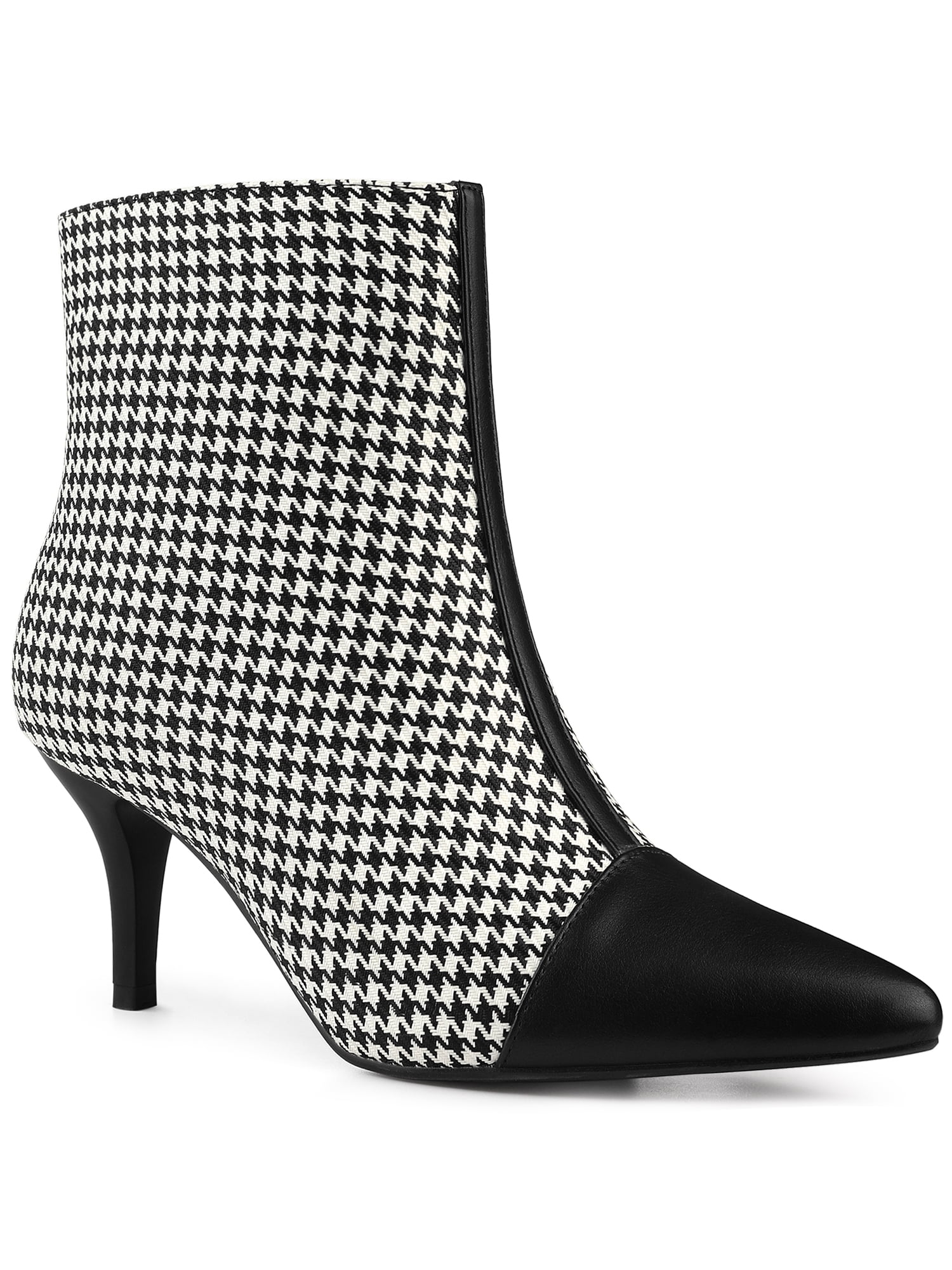BLISSFUL STEP Women's Plaid Pointed Toe Houndstooth Stiletto Heels ...