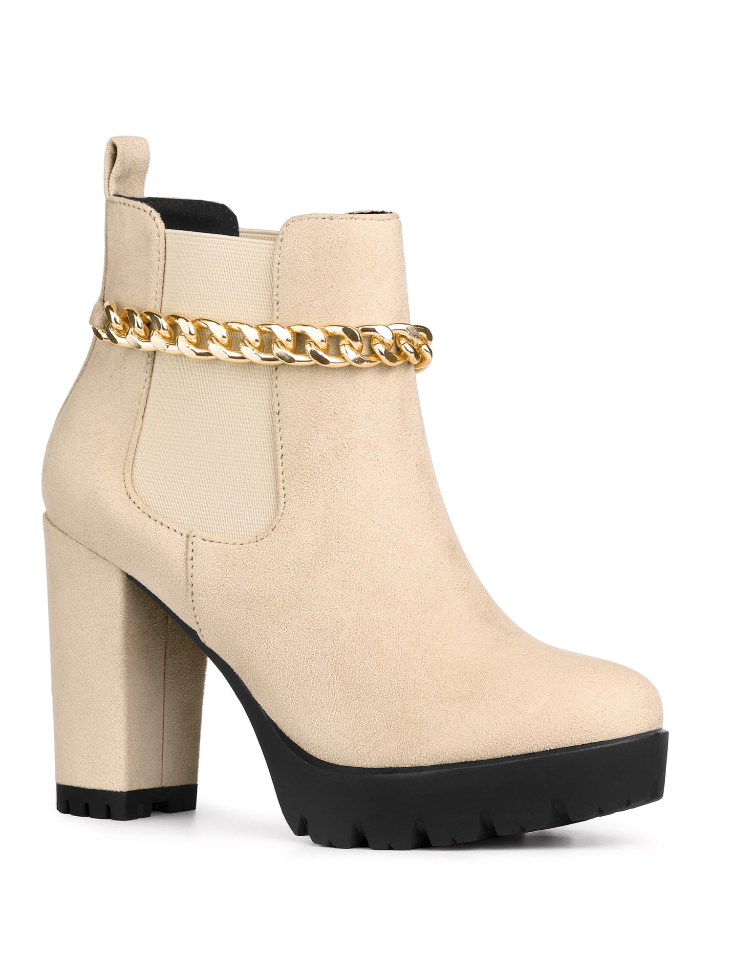Allegra K Women's Platform Chain Chunky High Heels Ankle Boots ...