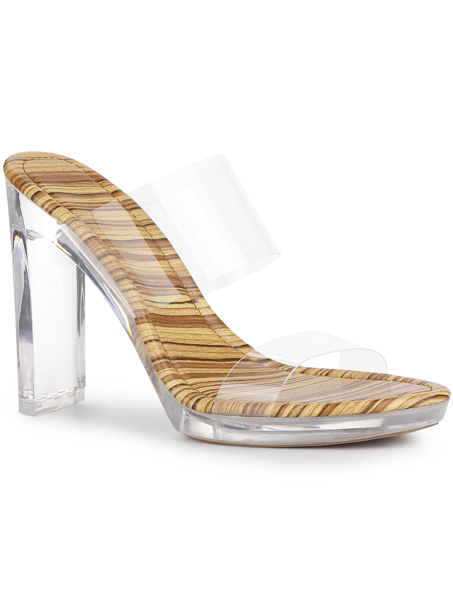 Allegra K Women's Platform Clear Block Heel Slide Sandals - Walmart.com