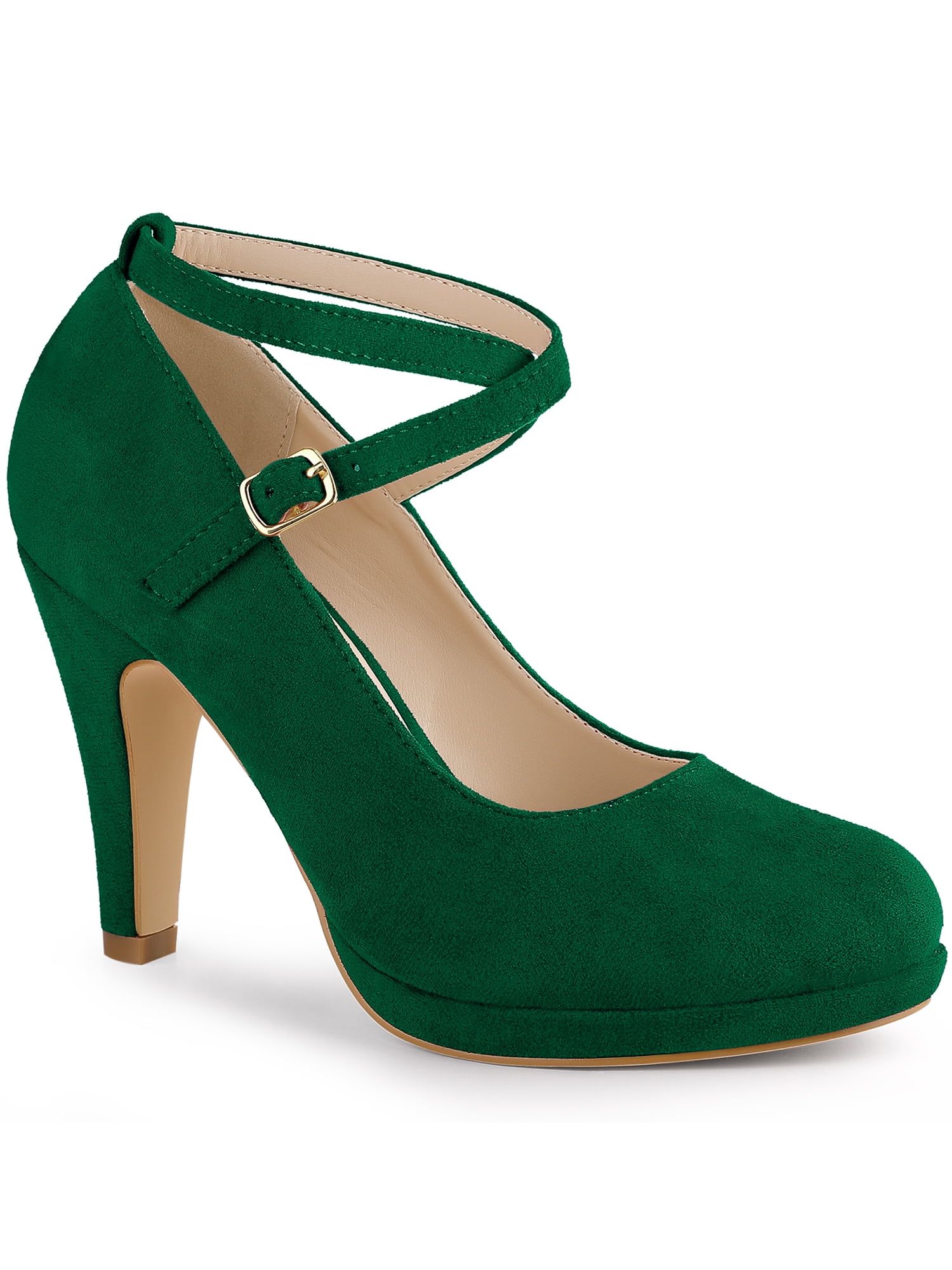 BLISSFUL STEP Women's Shoes Platform Round Toe Cross Strap Buckle ...