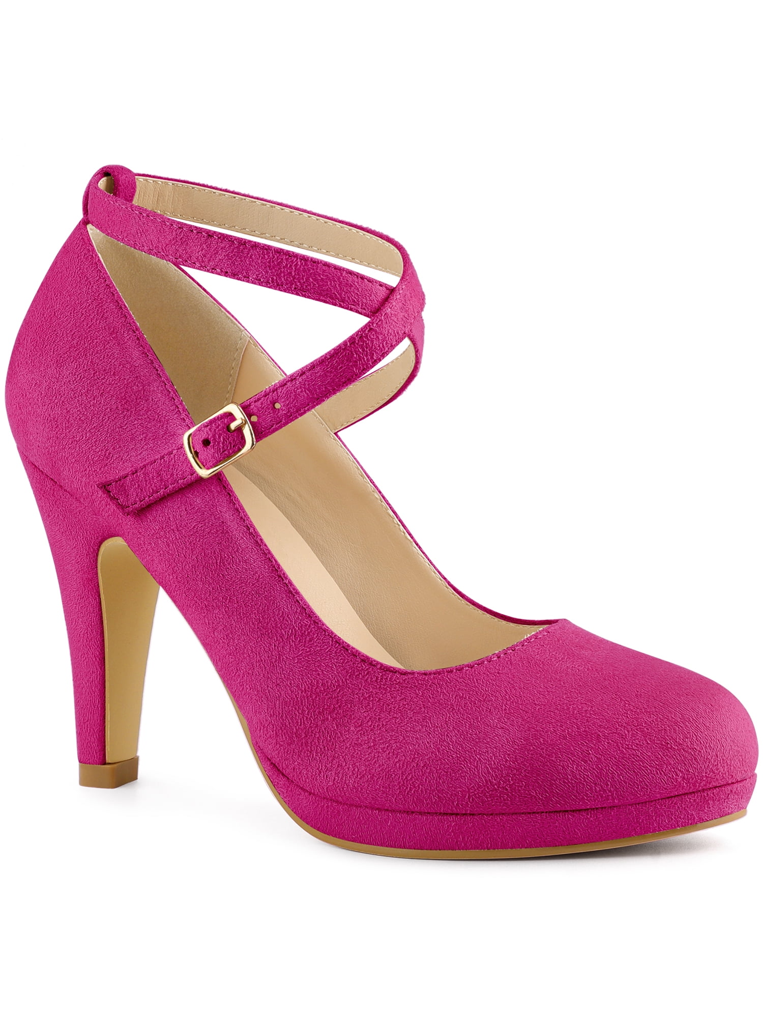 BLISSFUL STEP Women's Platform Cross Strap Stiletto Heels Mary Jane ...