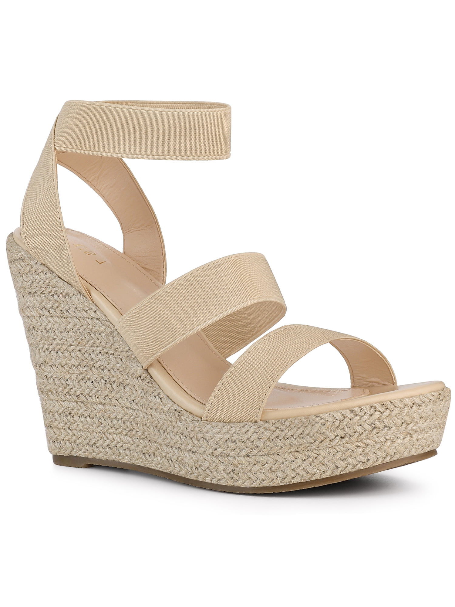 BLISSFUL STEP Women's Platform Slingback Ankle Strap Espadrille Wedges ...
