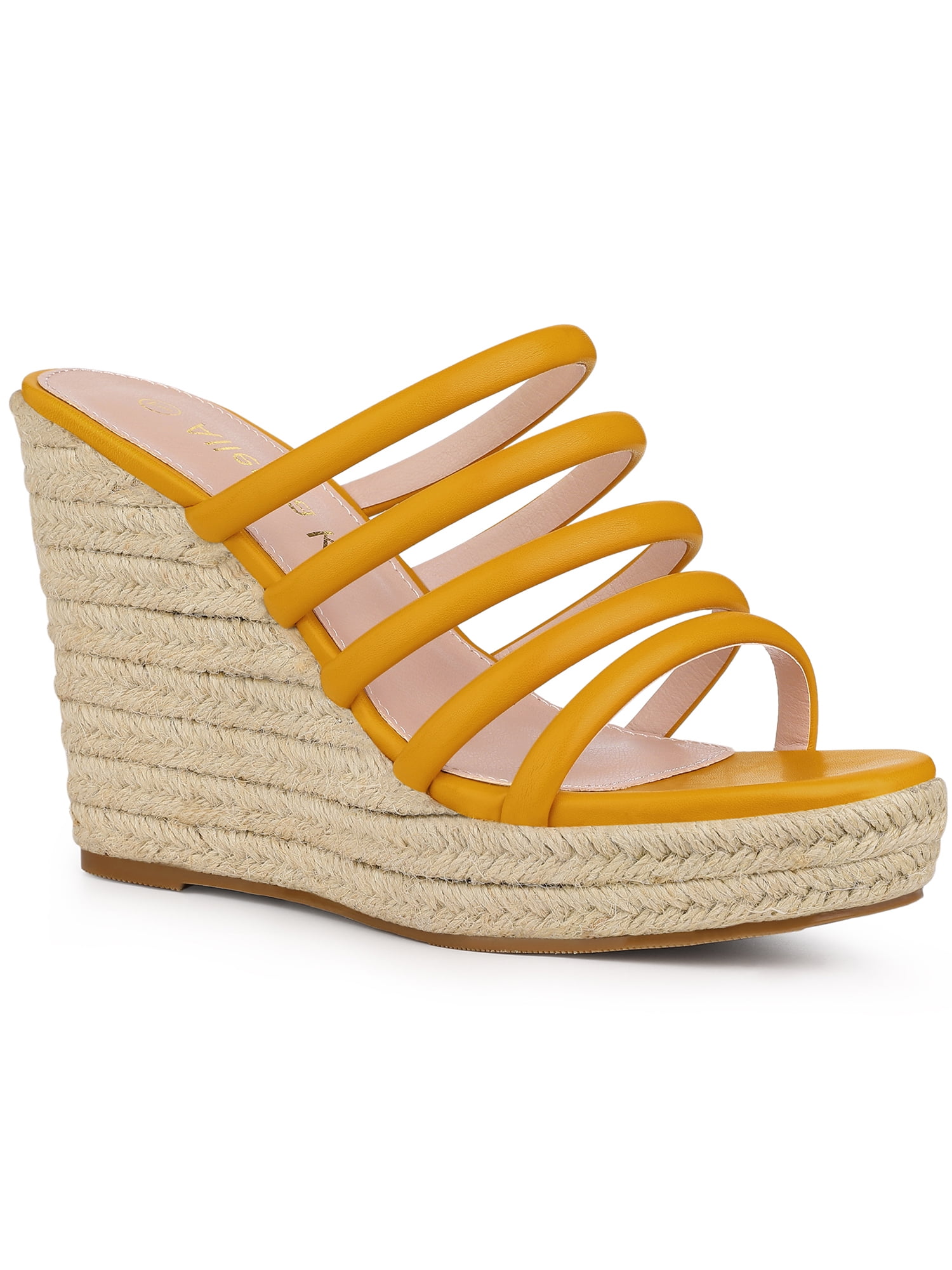 BLISSFUL STEP Women's Platform Strappy Slip on Espadrille Wedges ...