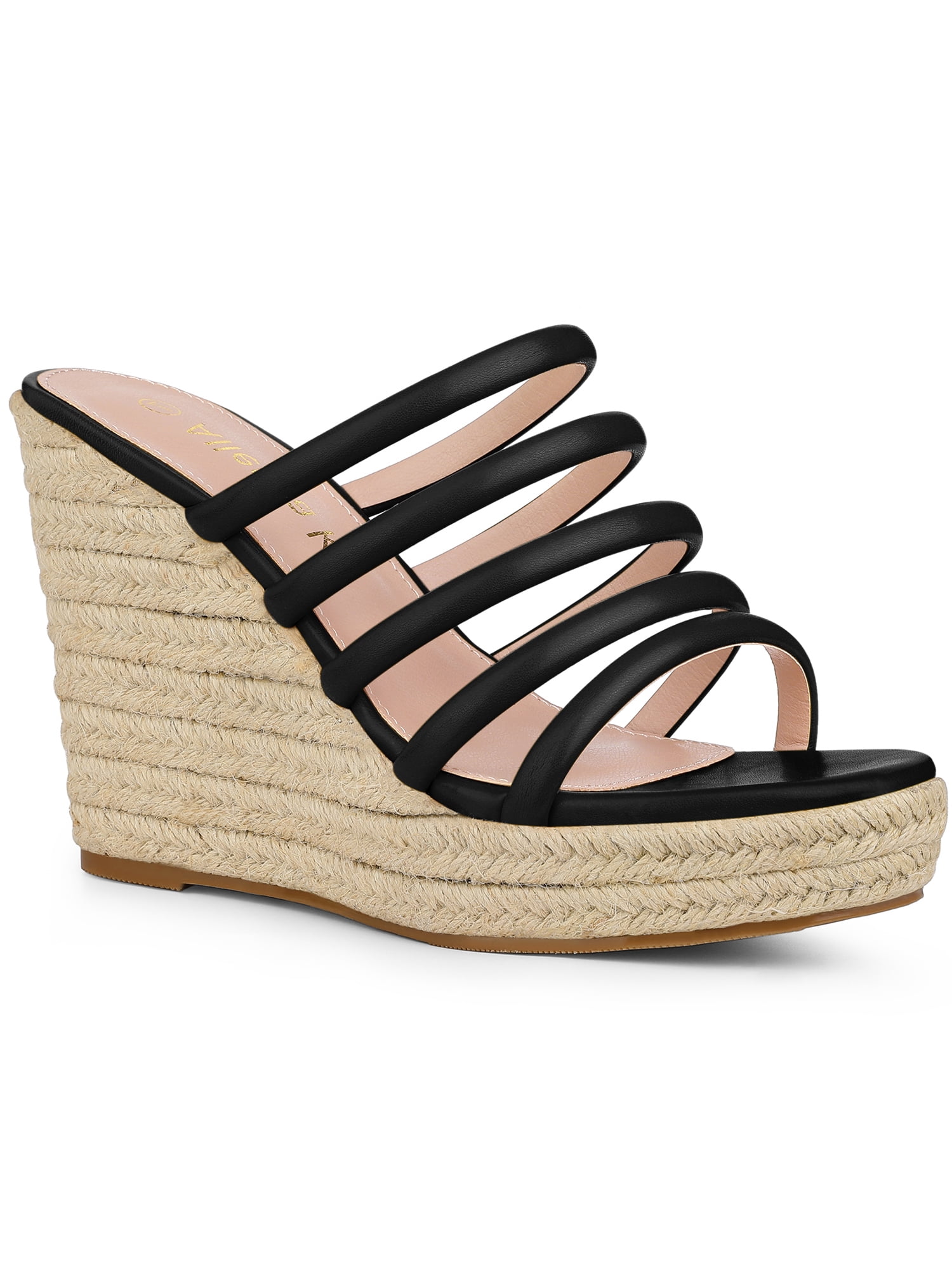 BLISSFUL STEP Women's Platform Strappy Slip on Espadrille Wedges ...