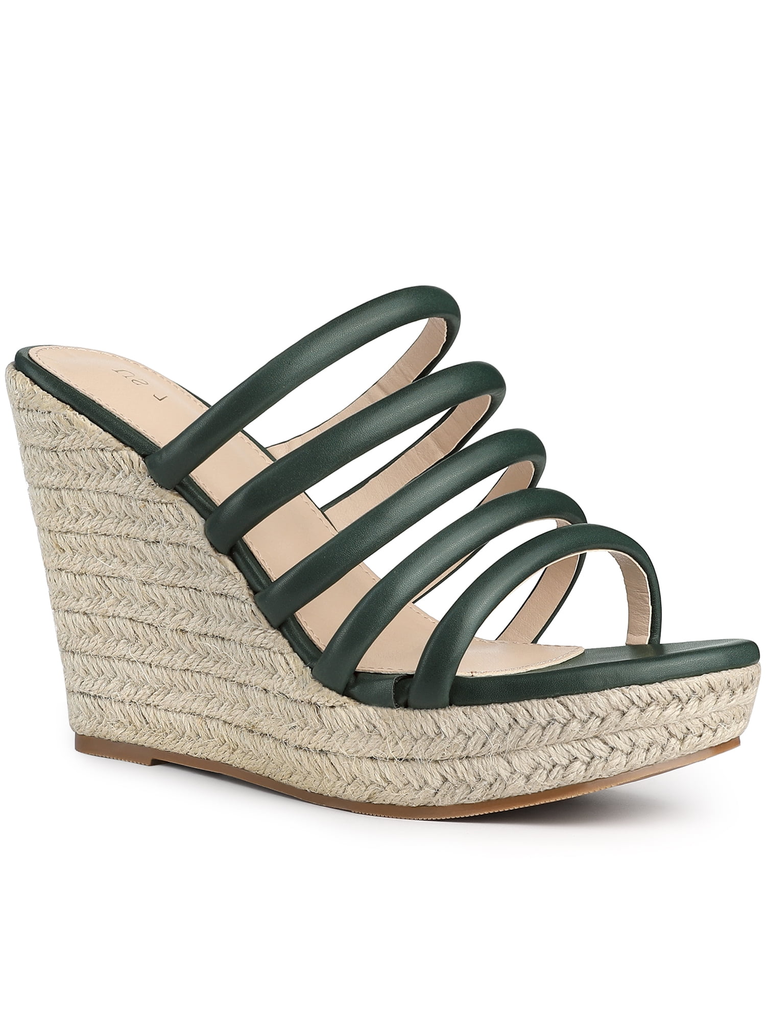 BLISSFUL STEP Women's Platform Strappy Slip on Espadrille Wedges ...