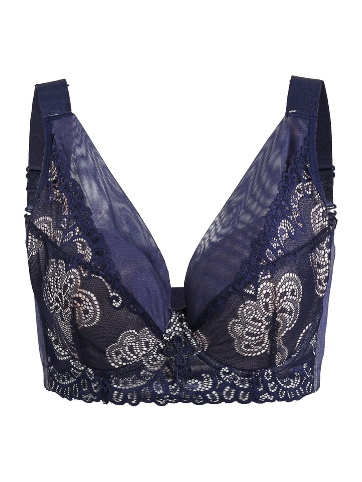 INSPIRE CHIC Women's Plus Size Lace Thin Cup Wide Elastic Straps Bra ...