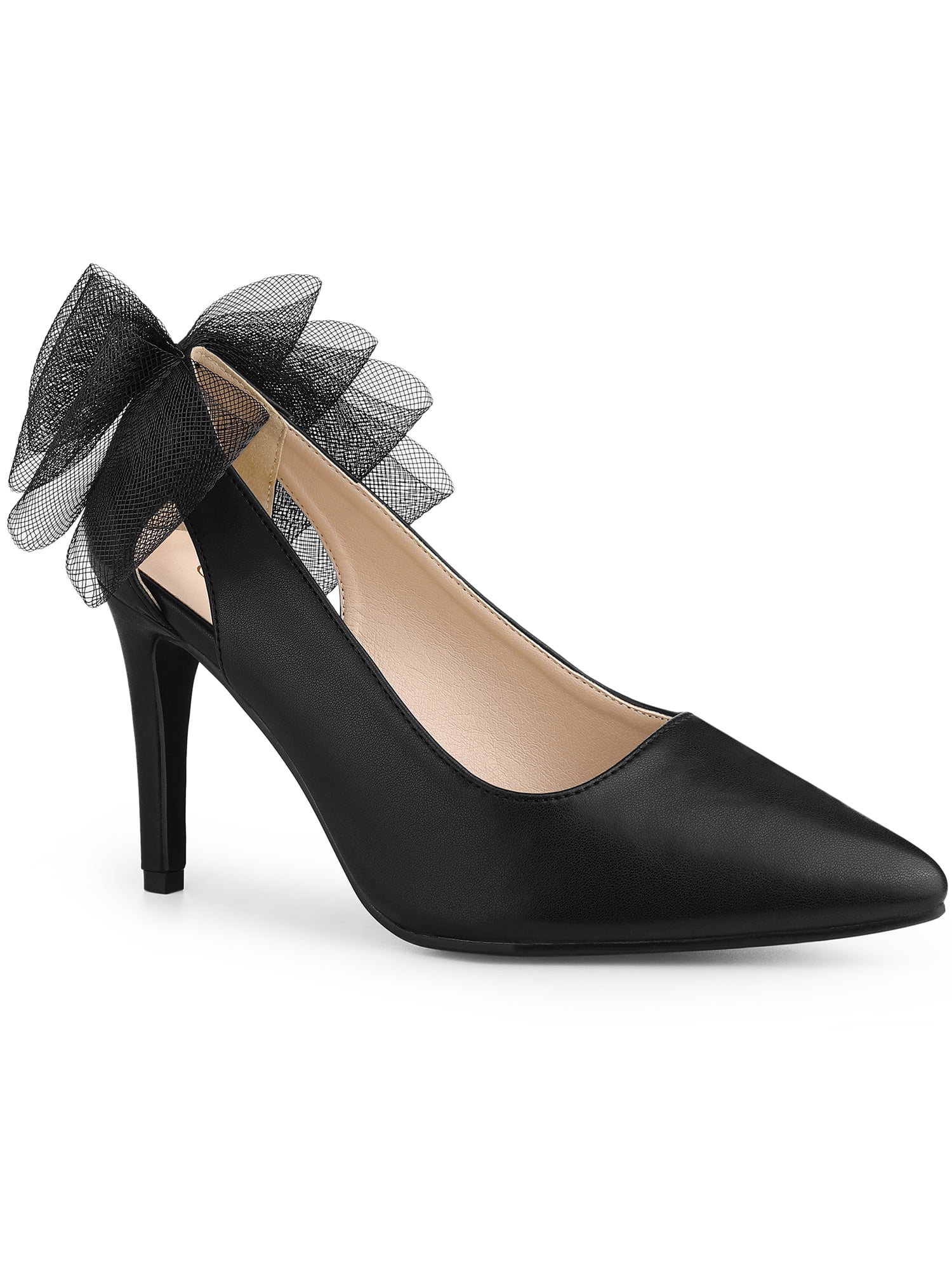Allegra K Women's Pointed Toe Bow Decor Stiletto Heel Pumps - Walmart.com