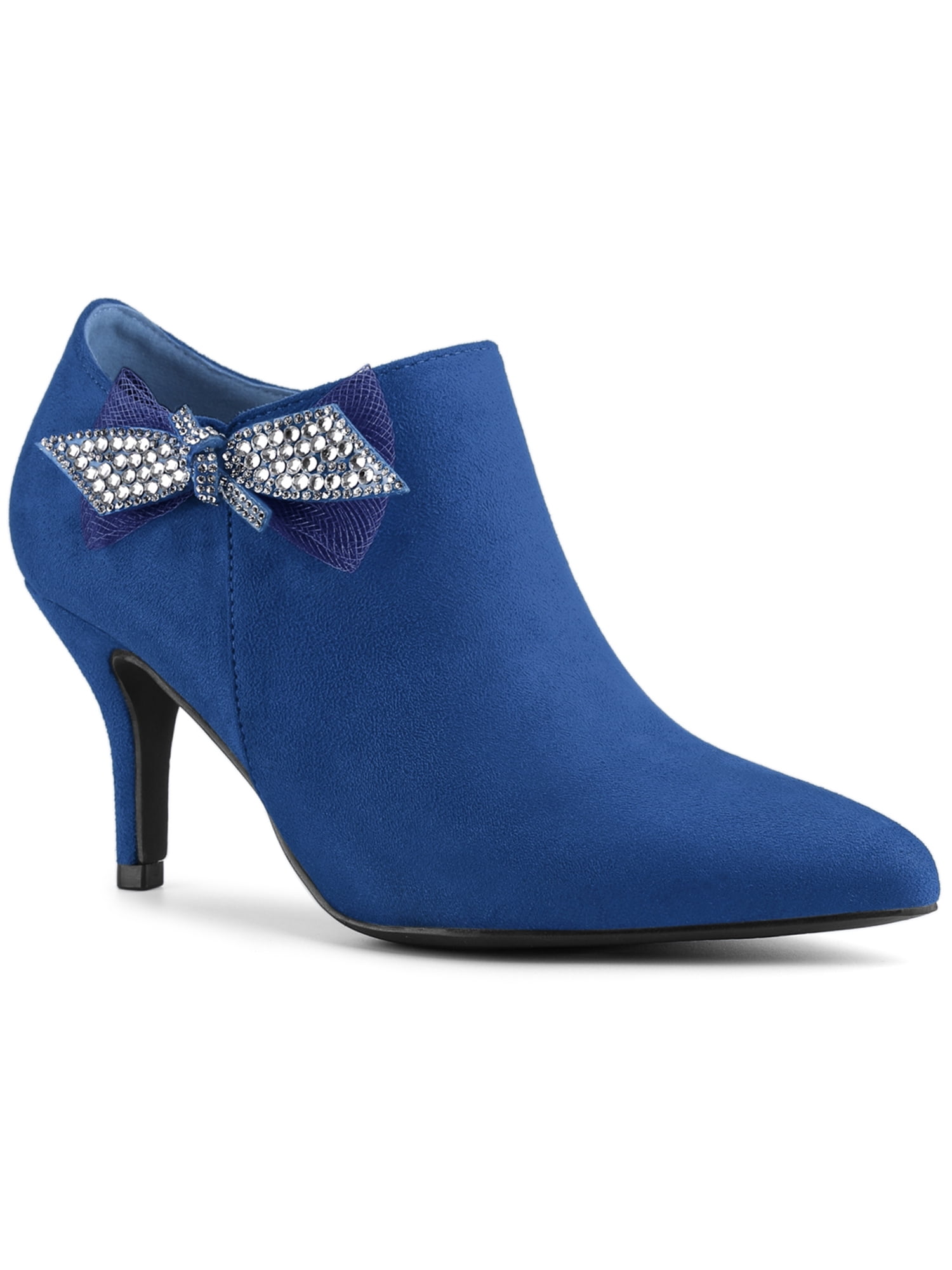 Allegra K Women's Pointed Toe Bow Stiletto Heel Ankle Boots - Walmart.com