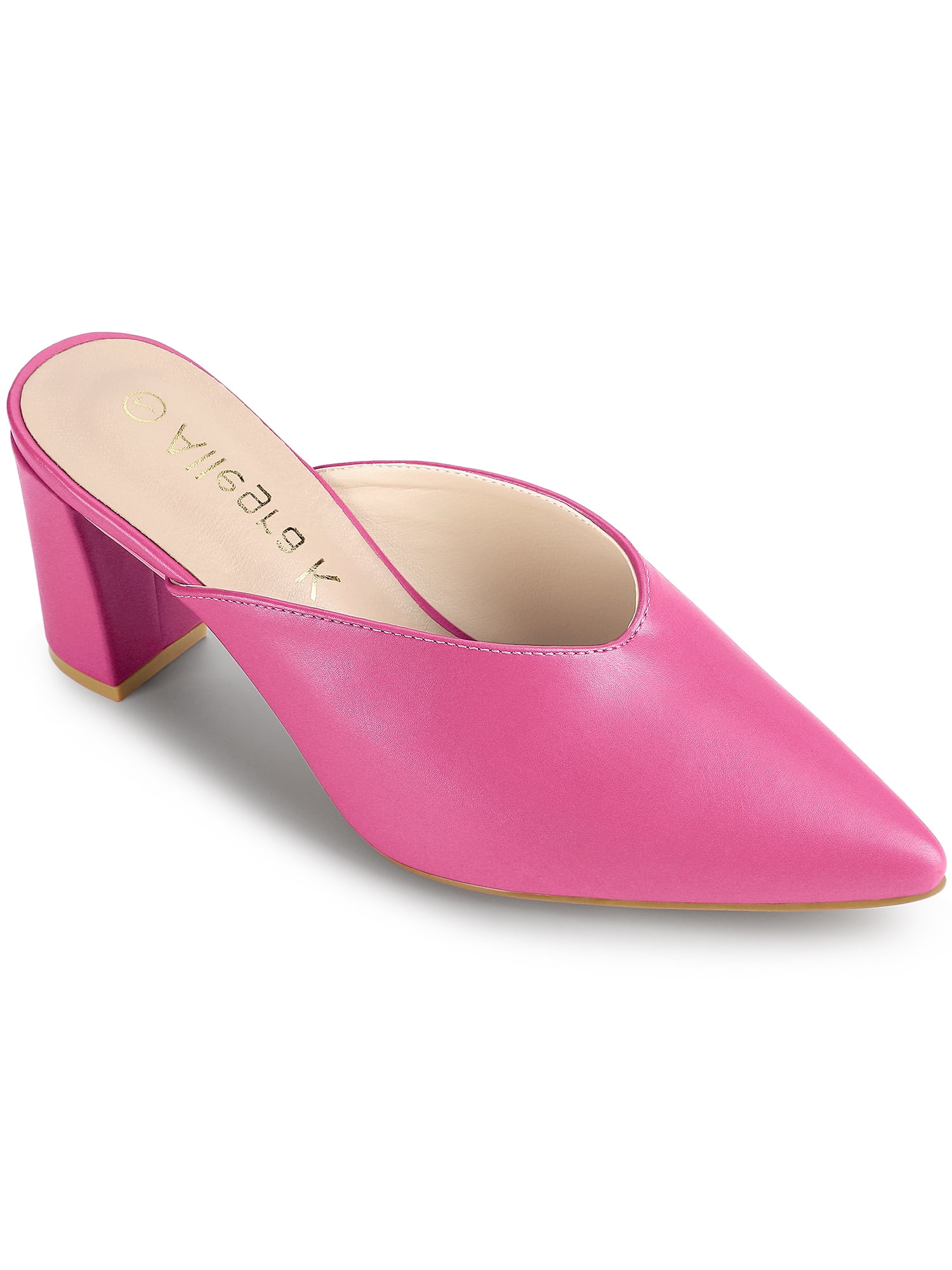 BLISSFUL STEP Women's Pointed Toe Chunky Slides Mules - Walmart.com