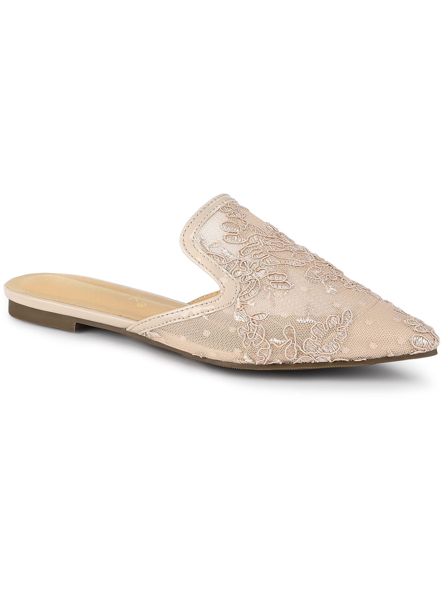 Allegra K Women's Pointed Toe Floral Embroidery Flats Mules - Walmart.com
