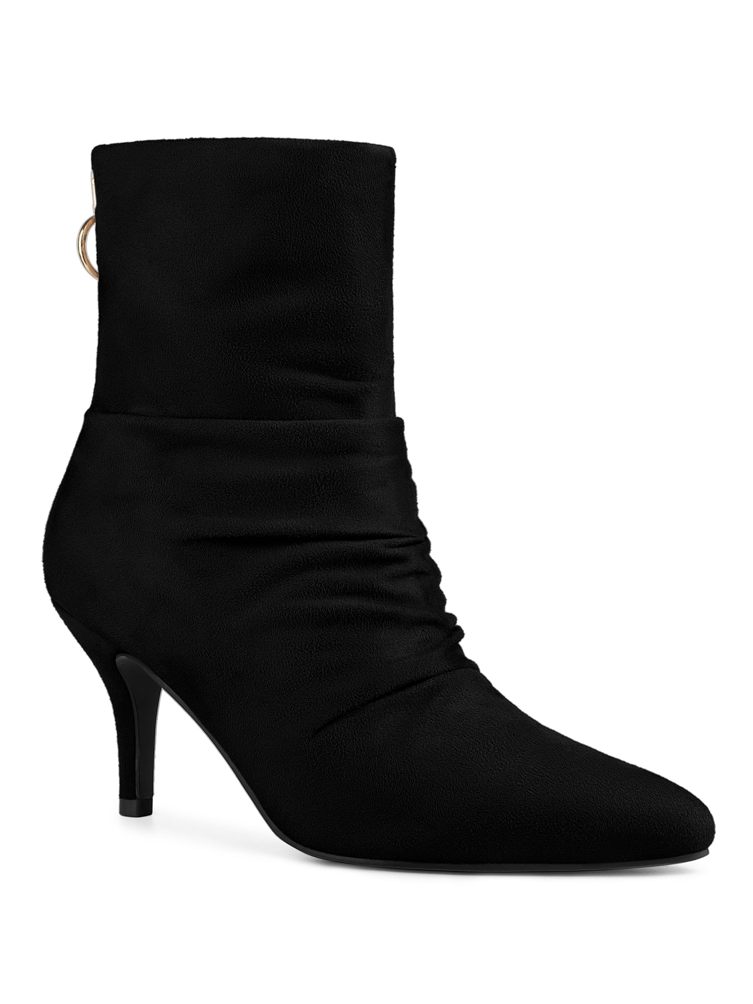 Allegra K Women's Pointed Toe Slouched Stiletto Heel Ankle Boots Black ...