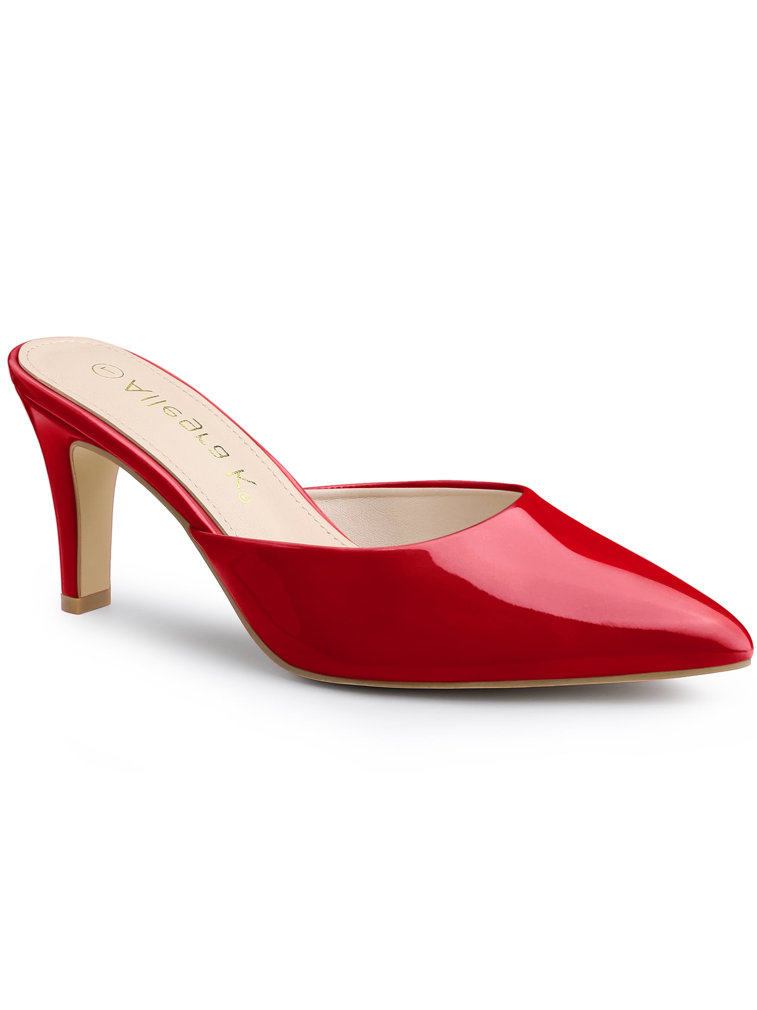 Allegra K Women's Pointed Toe Stiletto Heels Slide Mules Red 8 ...