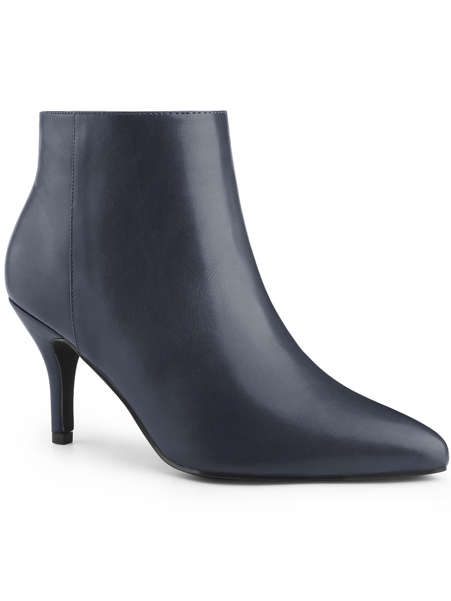 BLISSFUL STEP Women's Pointed Toe Zipper Stiletto Heels Ankle Boots ...