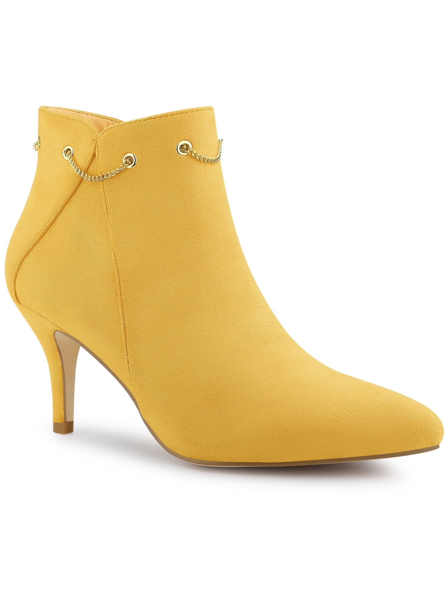 BLISSFUL STEP Women's Pointy Toe Zipper Stiletto Heeled Ankle Booties ...