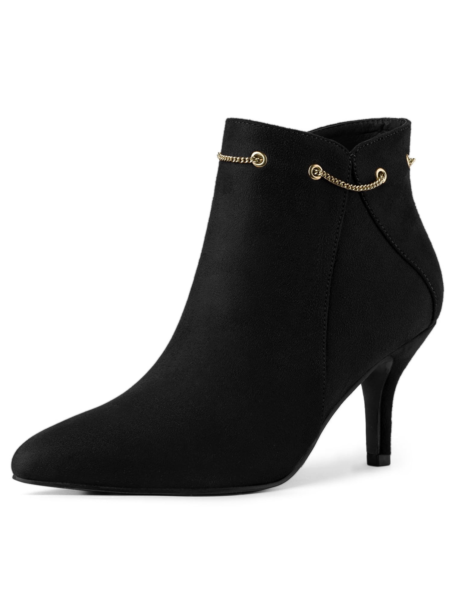 BLISSFUL STEP Women's Pointy Toe Zipper Stiletto Heeled Ankle Booties ...