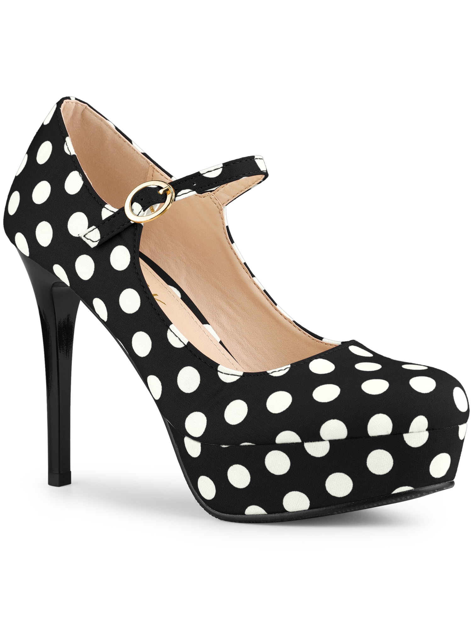 BLISSFUL STEP Women's Shoe Polka Dots Mary Janes Stiletto Heels ...