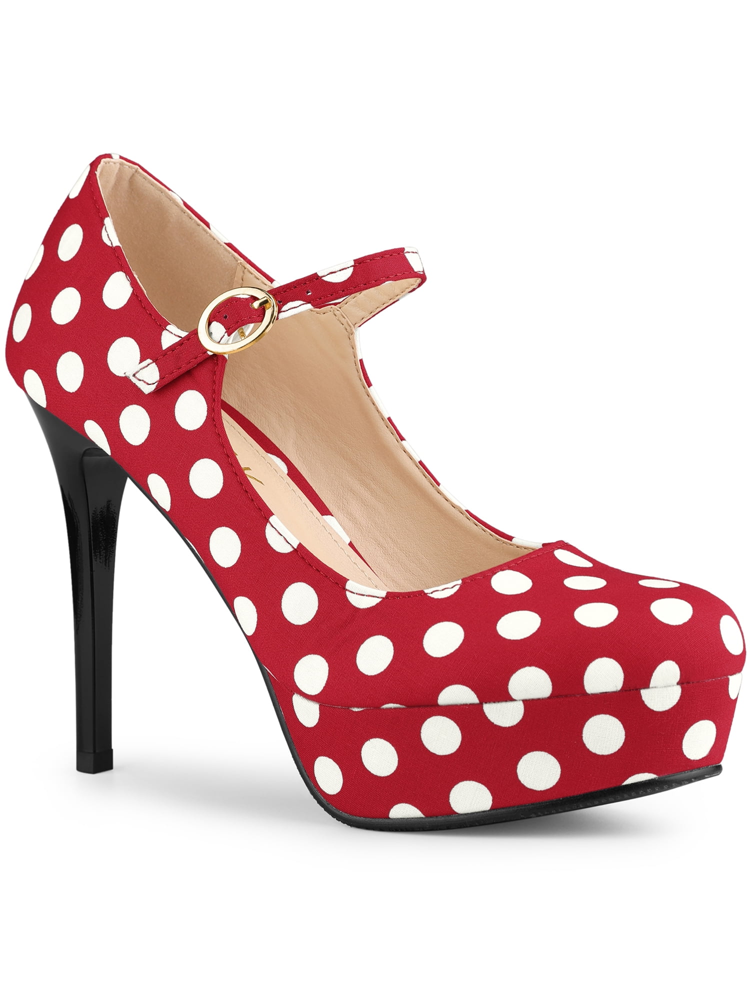 BLISSFUL STEP Women's Shoe Polka Dots Mary Janes Stiletto Heels ...