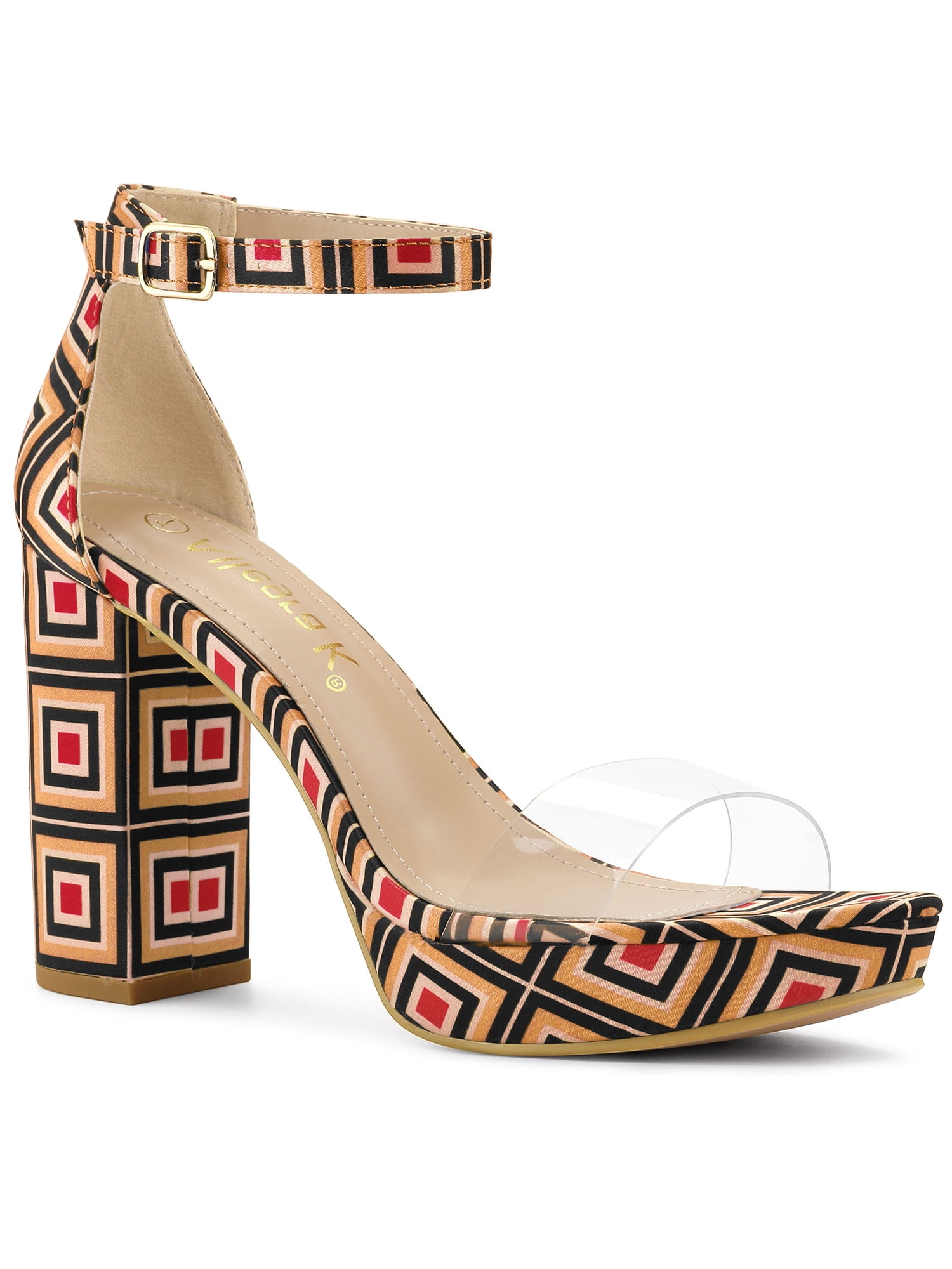 BLISSFUL STEP Women's Shoes Colorful Platform Chunky Heels Ankle Strap ...