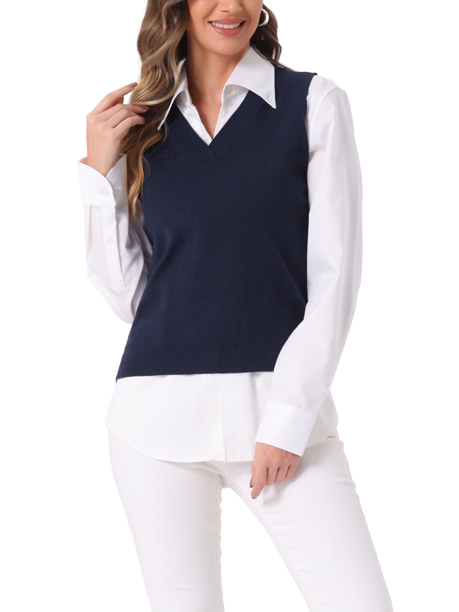 INSPIRE CHIC Women's Pullover Knit Sweaters Solid Color V Neck ...