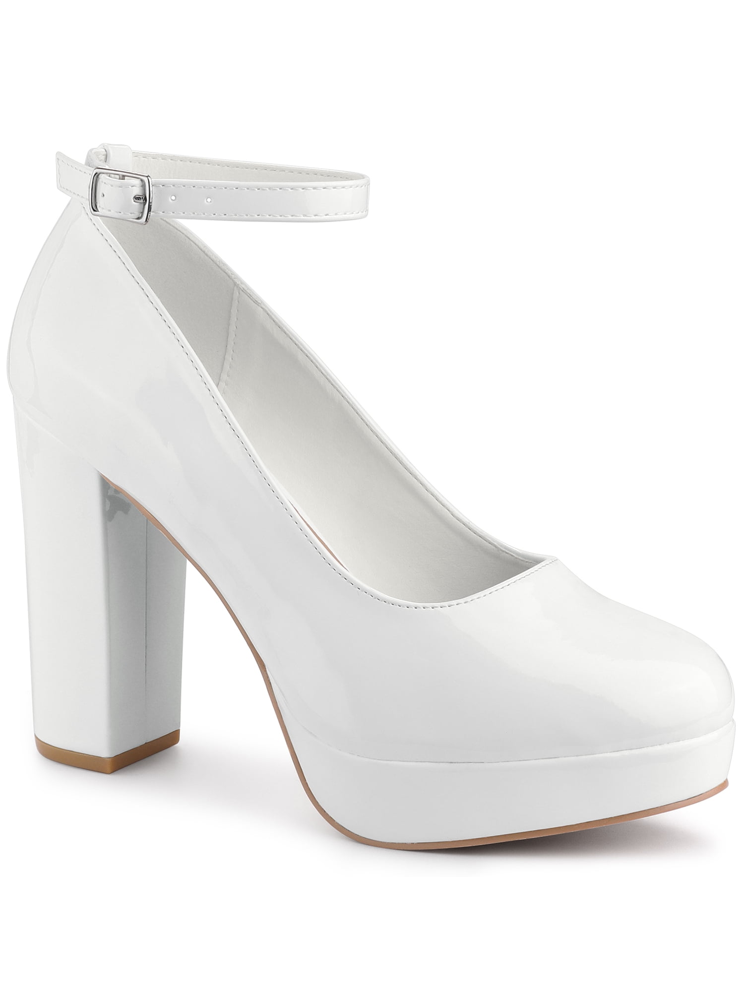 BLISSFUL STEP Outfit Women's Block Heel Pumps Platform Ankle Strap ...