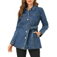 SHEWIN Women's Plus Size Denim Jacket Casual Ladies Jean Jacket ...