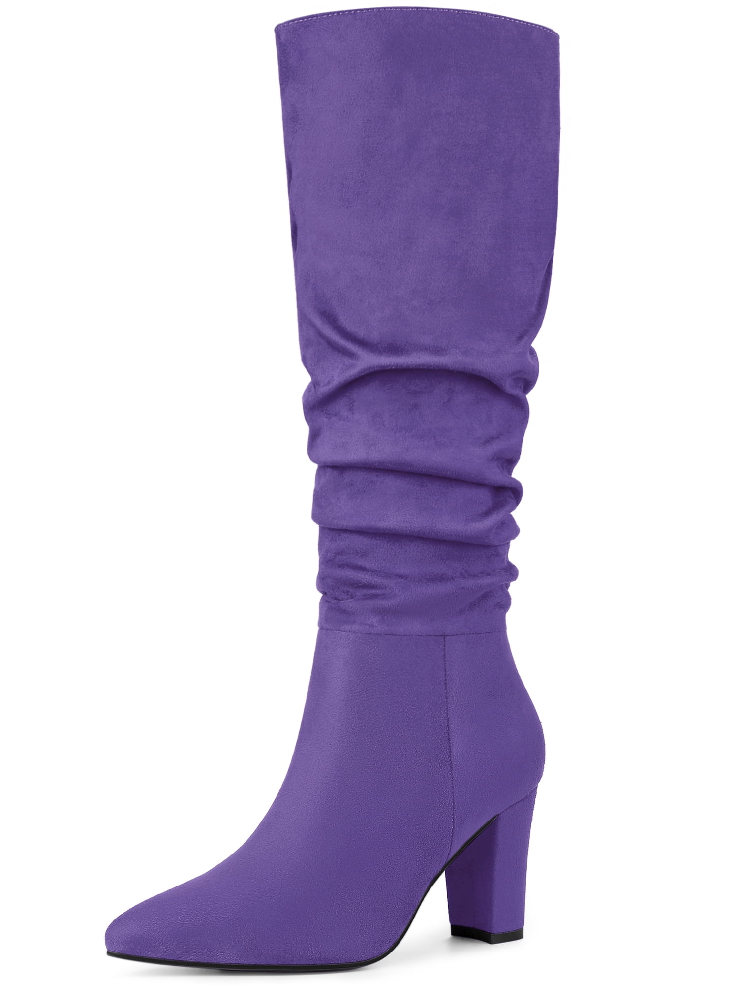 BLISSFUL STEP Valentine's Women's Boots Pointed Toe Block Heel Knee ...