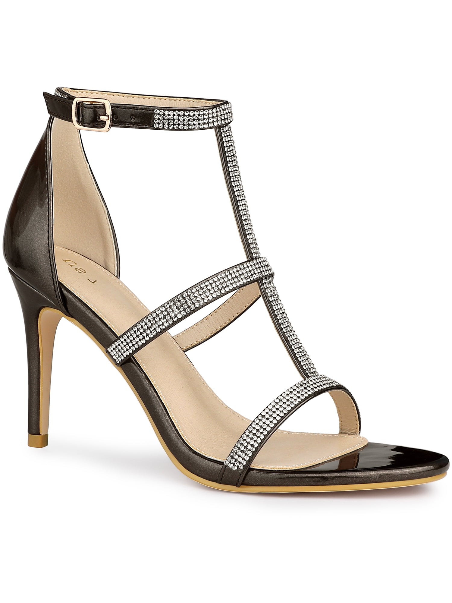 BLISSFUL STEP Women's Rhines Ankle Strap Stiletto High Heels Sandals ...